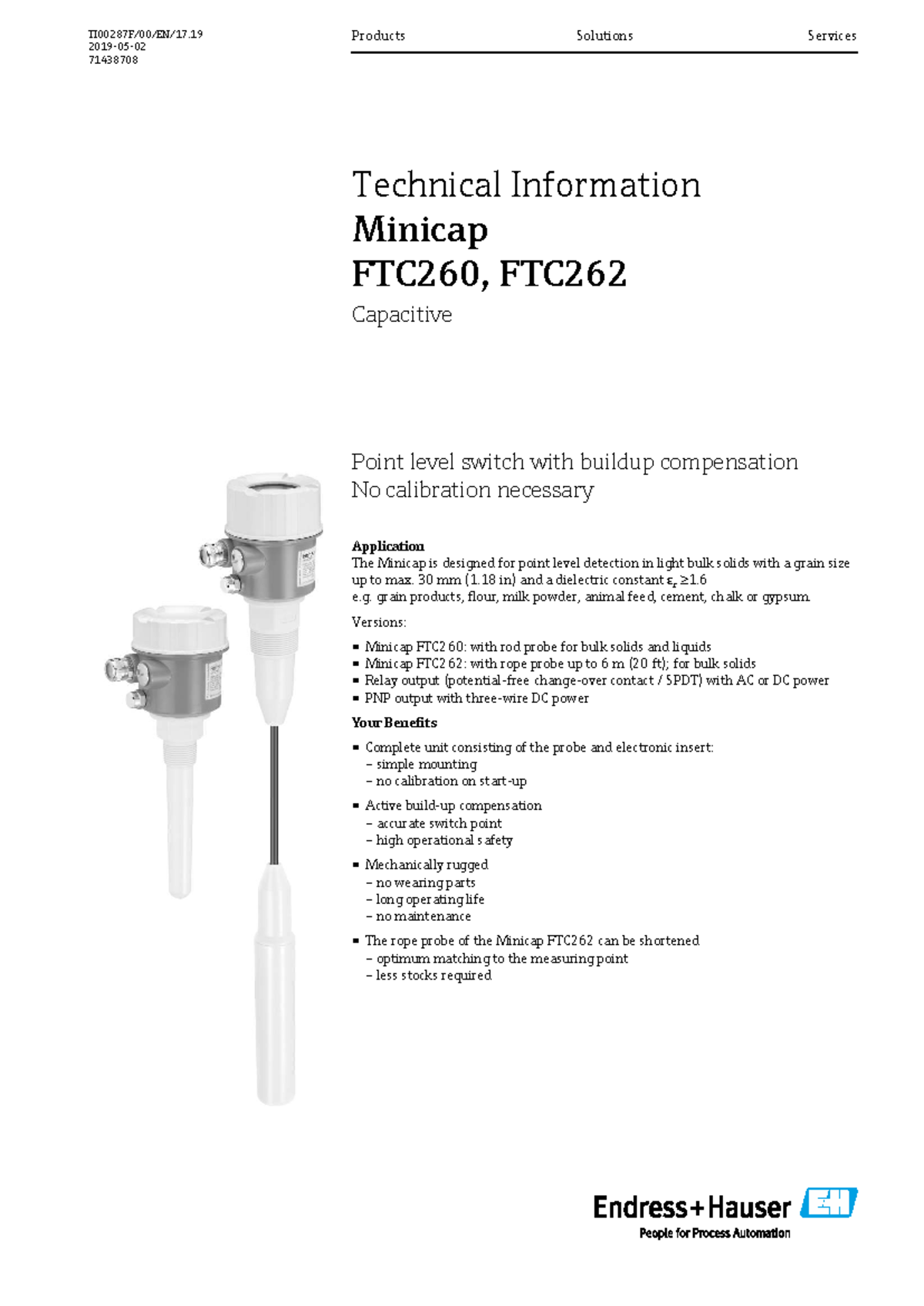 Minicap FTC260 & FTC262: Technical Info & Application Guide - Studocu