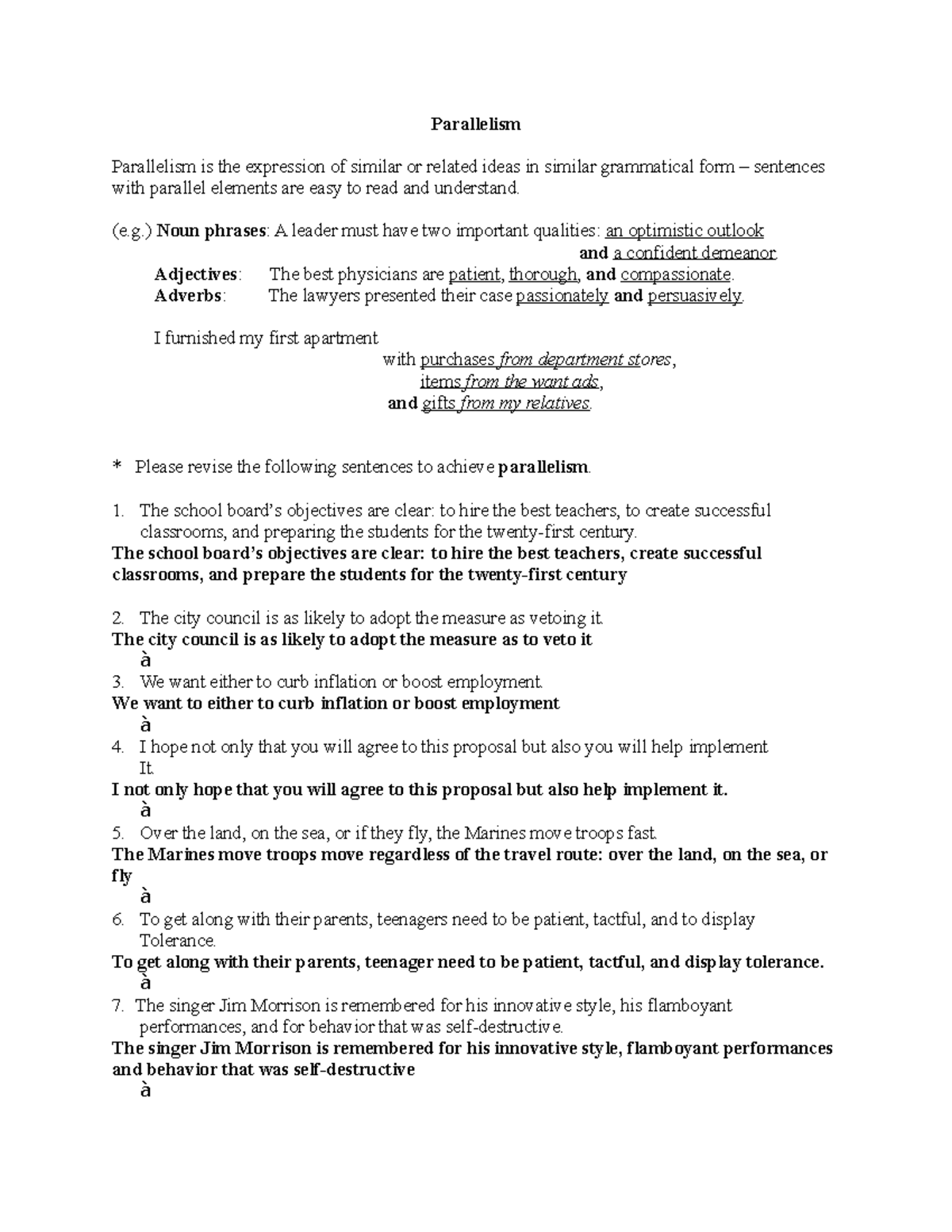 ENG 101 - Grammar Essay: Understanding and Using Parallelism - Studocu