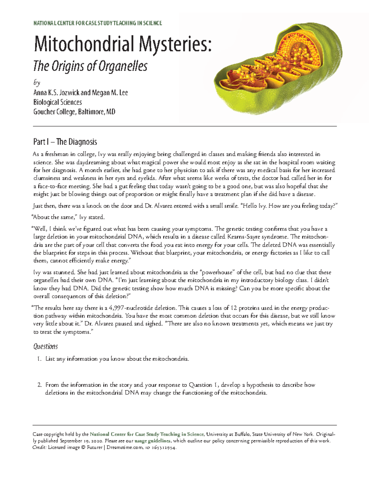 A&P Mitochondria Case Study: Exploring Cellular Respiration and Origins ...