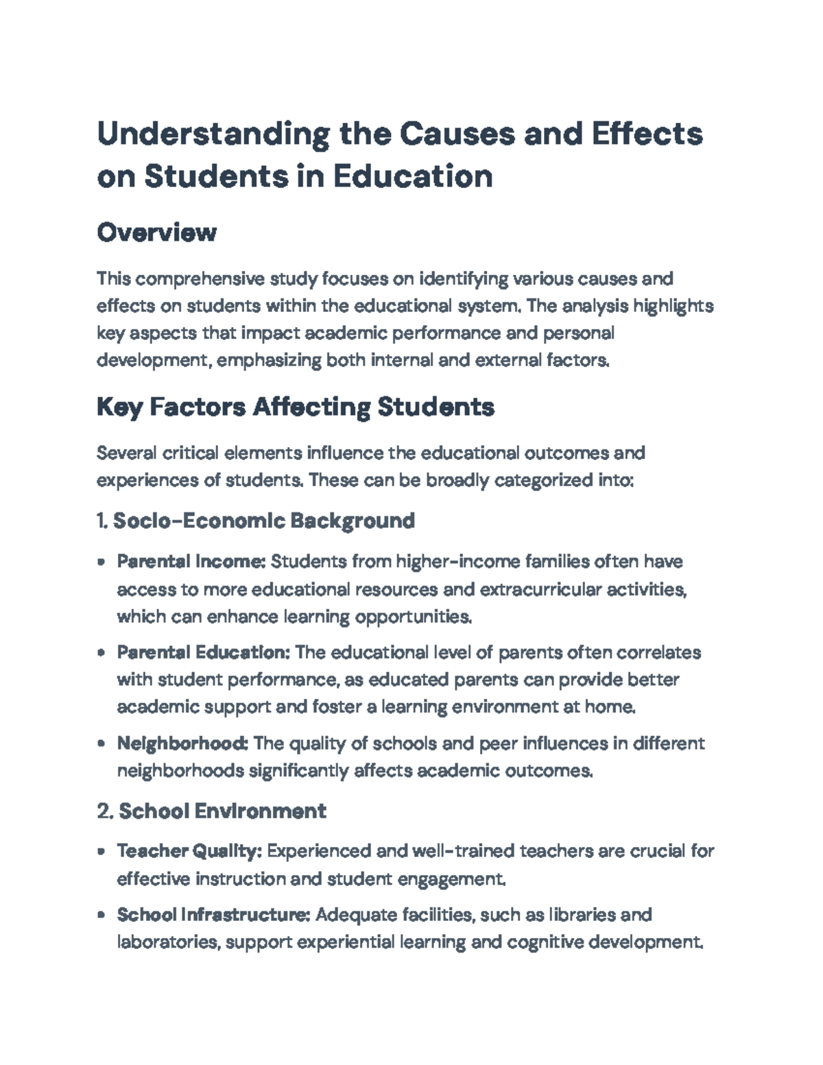 Factors Influencing Student Success in Education: A Comprehensive Study ...