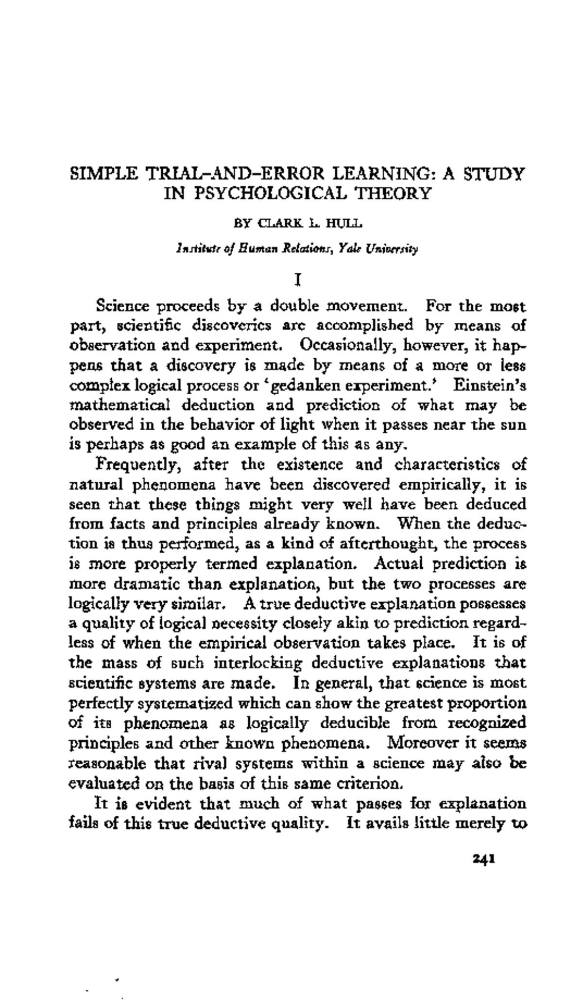 SIMPLE TRIAL-AND-ERROR LEARNING: A STUDY IN PSYCHOLOGICAL THEORY - Studocu