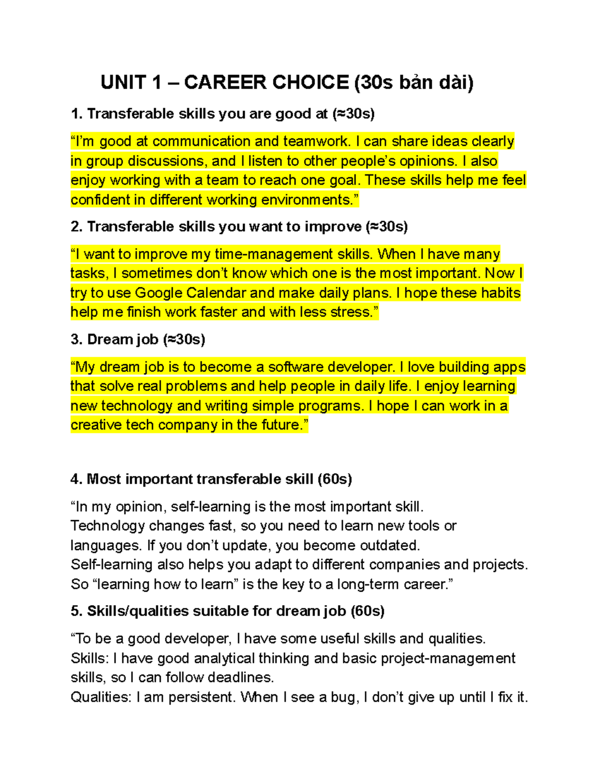 Speaking ENG 02 - Unit 1 Career Choice and Project Management Insights ...
