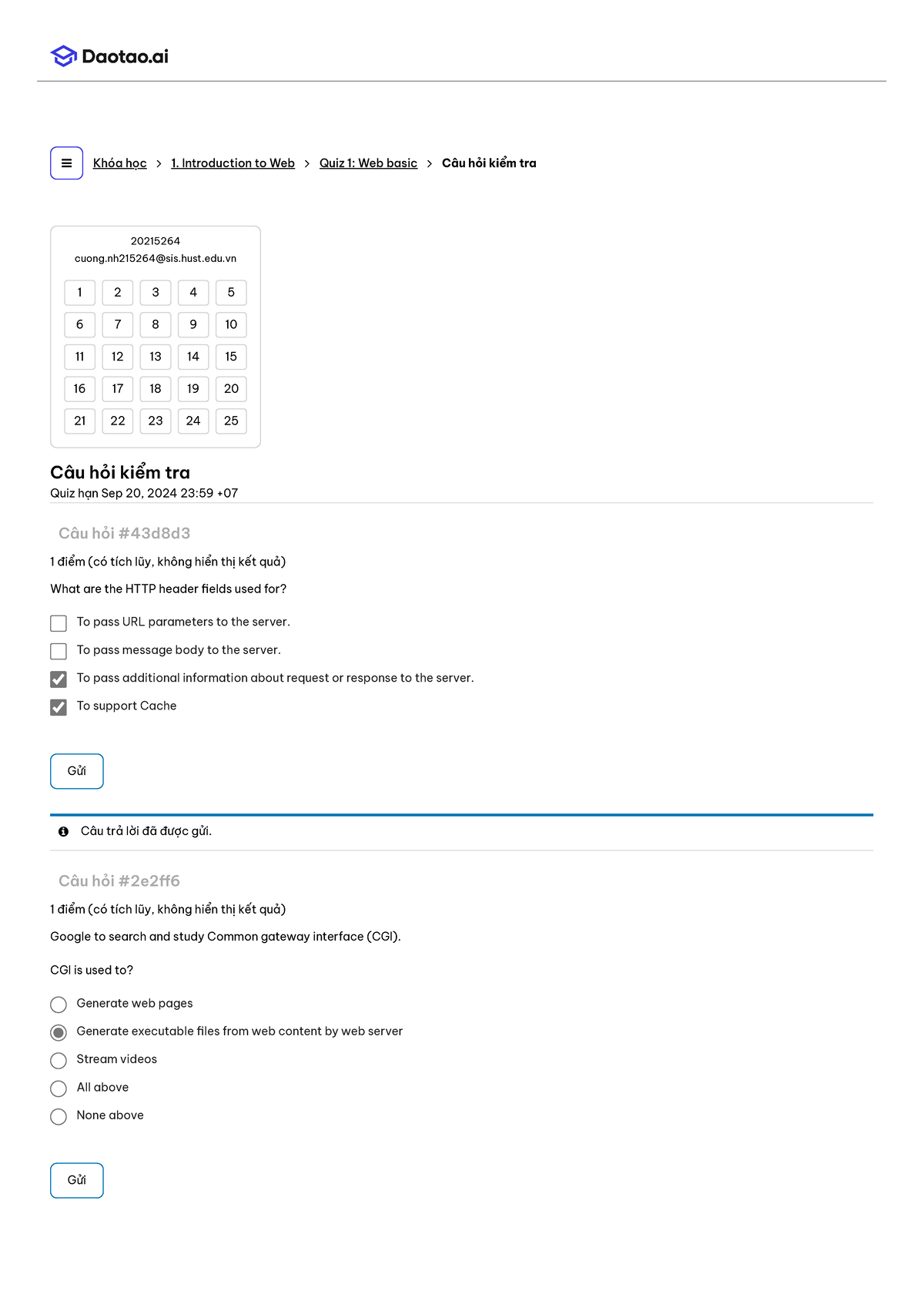 Câu hỏi kiểm tra Quiz 1: Web Basic IT4409 - Câu hỏi và đáp án - Studocu