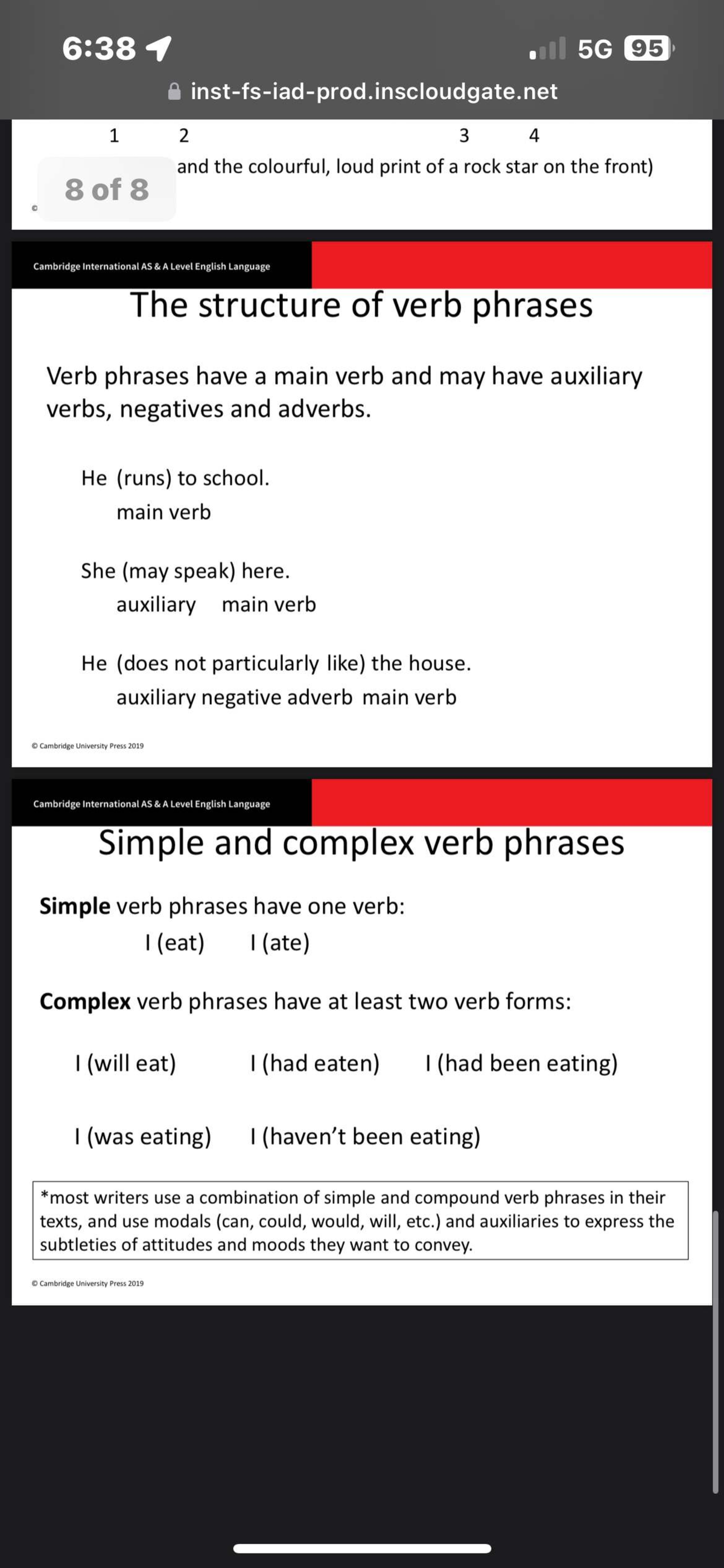 Cambridge International AS A Level English Language: Verb Phrases ...
