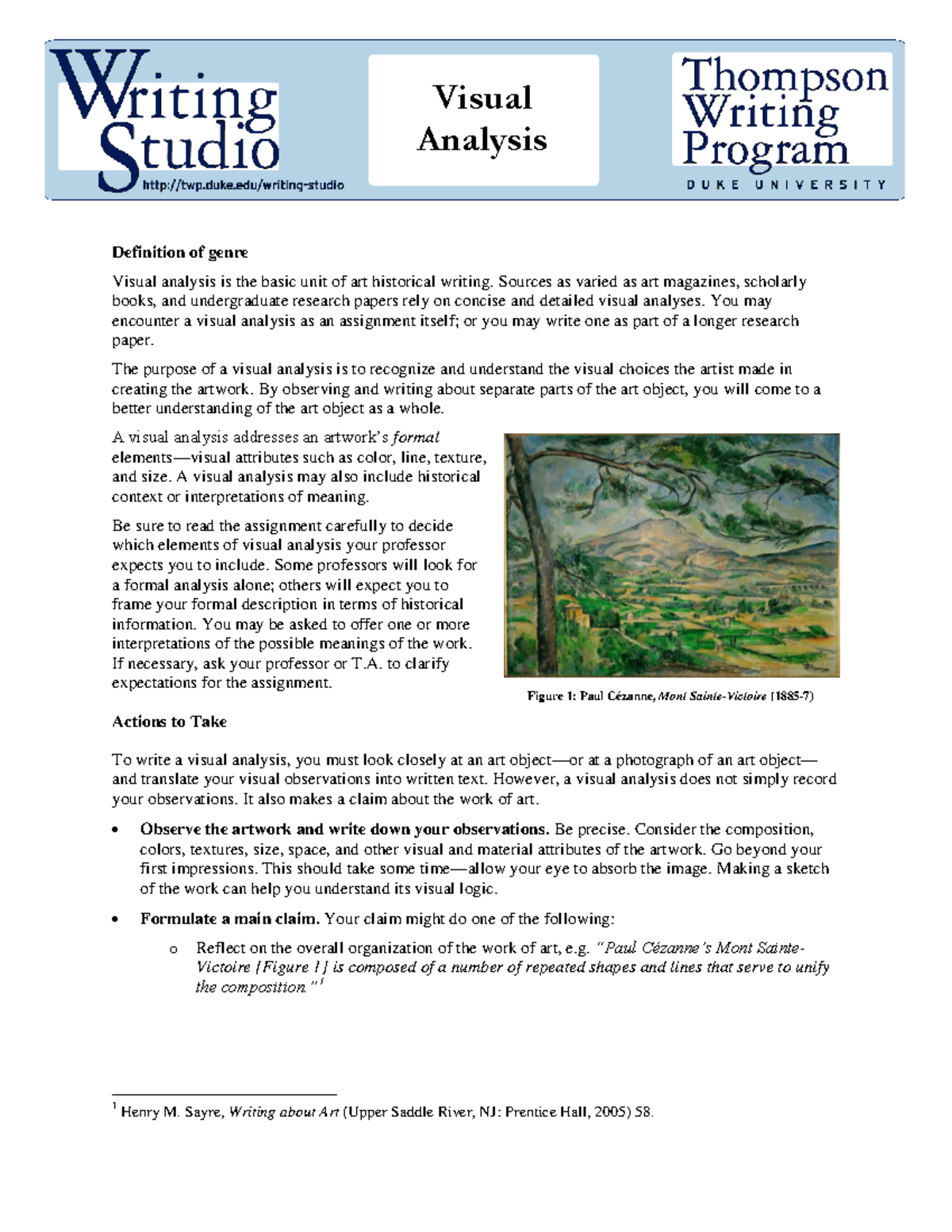 Duke University Visual Analysis Guide: Understanding Art Elements - Studocu