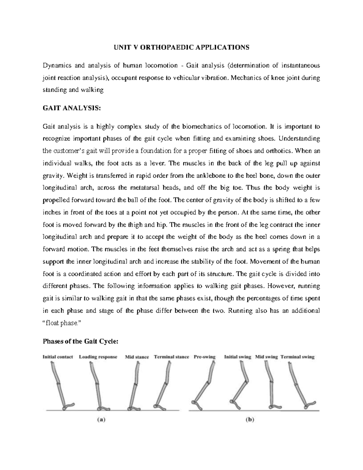 BMAO 5: Dynamics of Human Locomotion & Gait Analysis Notes - Studocu