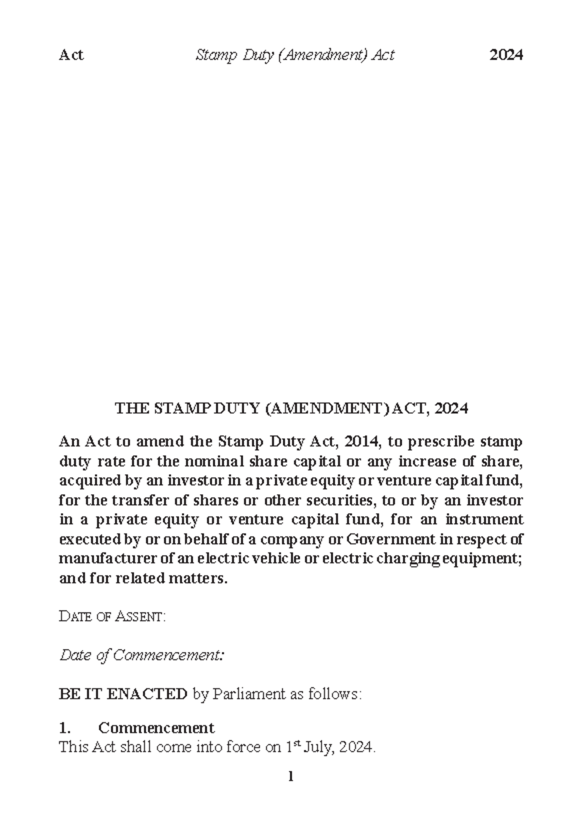 Stamp Duty (Amendment) Act, 2024: Key Changes and Provisions - Studocu