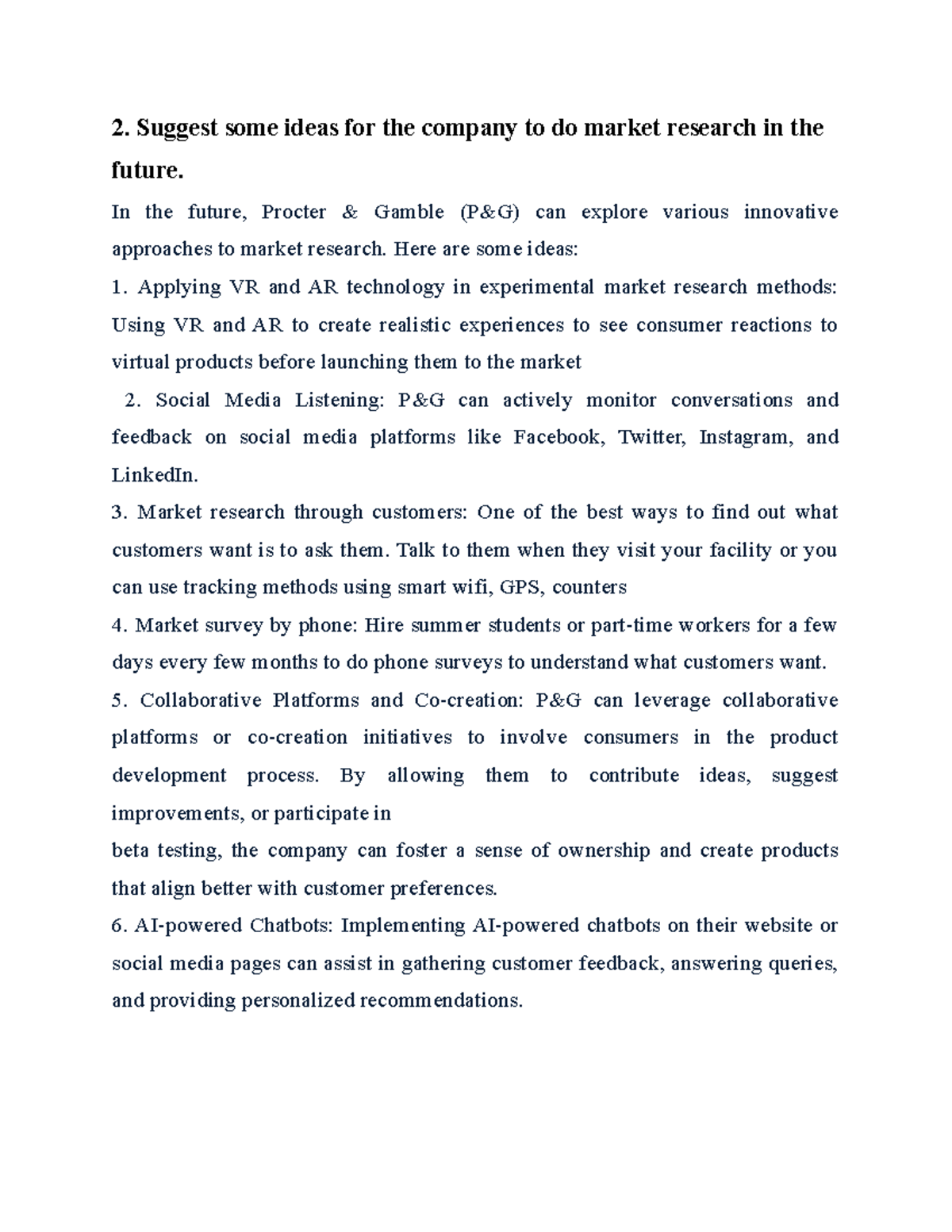 ..4.6 case study 2 - 2. Suggest some ideas for the company to do market ...
