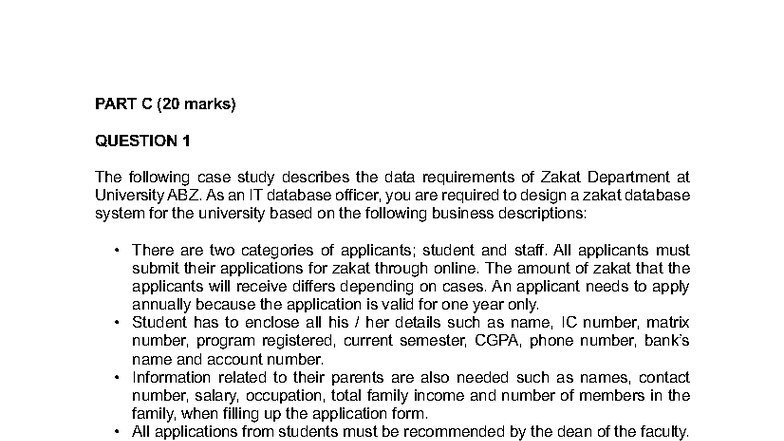 ERD Tutorial: Zakat Database System Design for University ABZ - Studocu