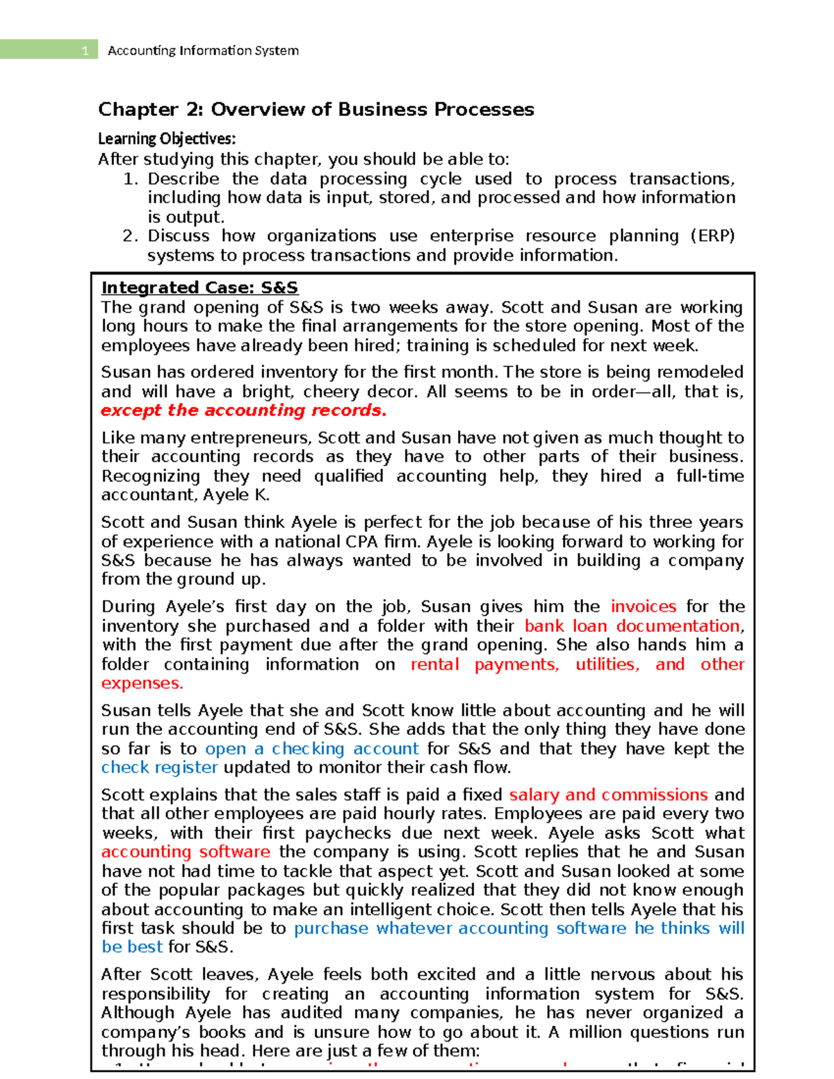 AIS Chapter 2 - Overview of Business Processes - Chapter 2: Overview of ...
