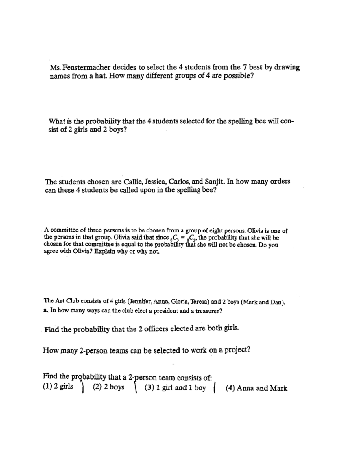Probability and Permutation Combination Worksheet - Studocu