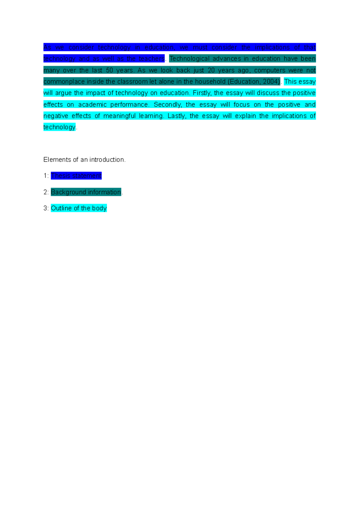 Argumentative Essay: The Impact of Technology in Education - Studocu