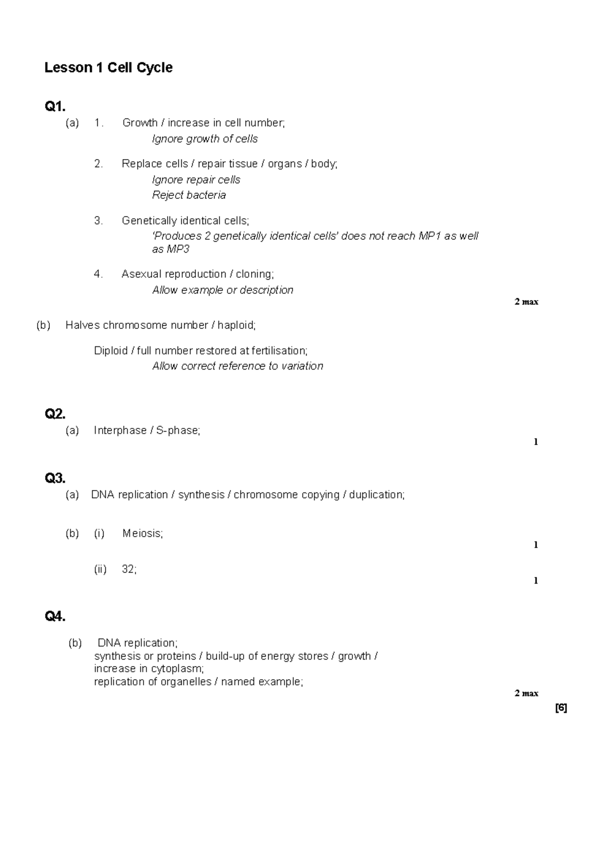 Y12 Cell Division Lesson 1: Cell Cycle Overview and Q&A - Studocu