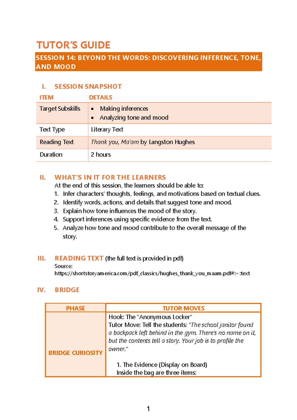 Session 14 Guide: Inference, Tone, and Mood Analysis in Literature ...