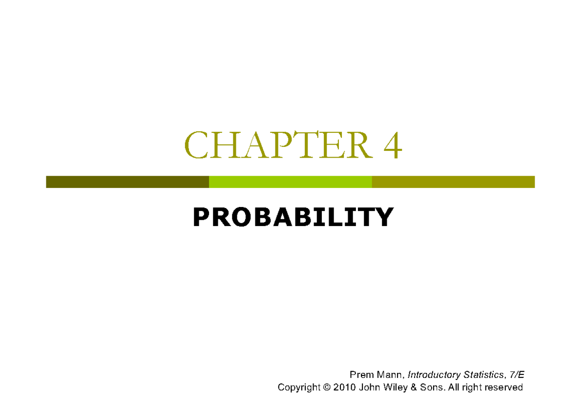 Chapter 4: Probability in Introductory Statistics (7th Ed.) - Notes ...