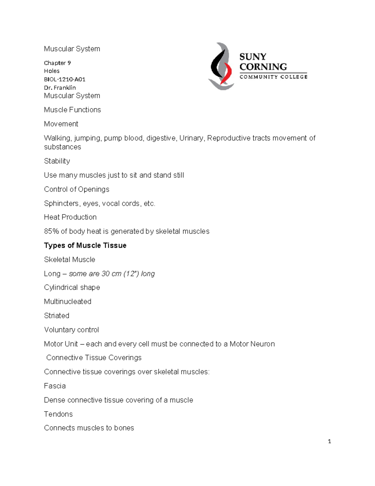 Understanding Skeletal Muscle Contraction & Relaxation (BIOL-1210-A01 ...