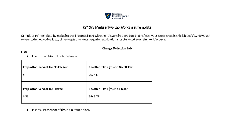 PSY 375 Module Two Lab Worksheet Template - PSY 375 Module Two Lab ...