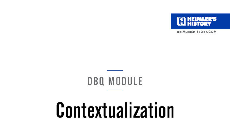 HH Cram Course DBQ Contextualization Notes & Examples - Studocu