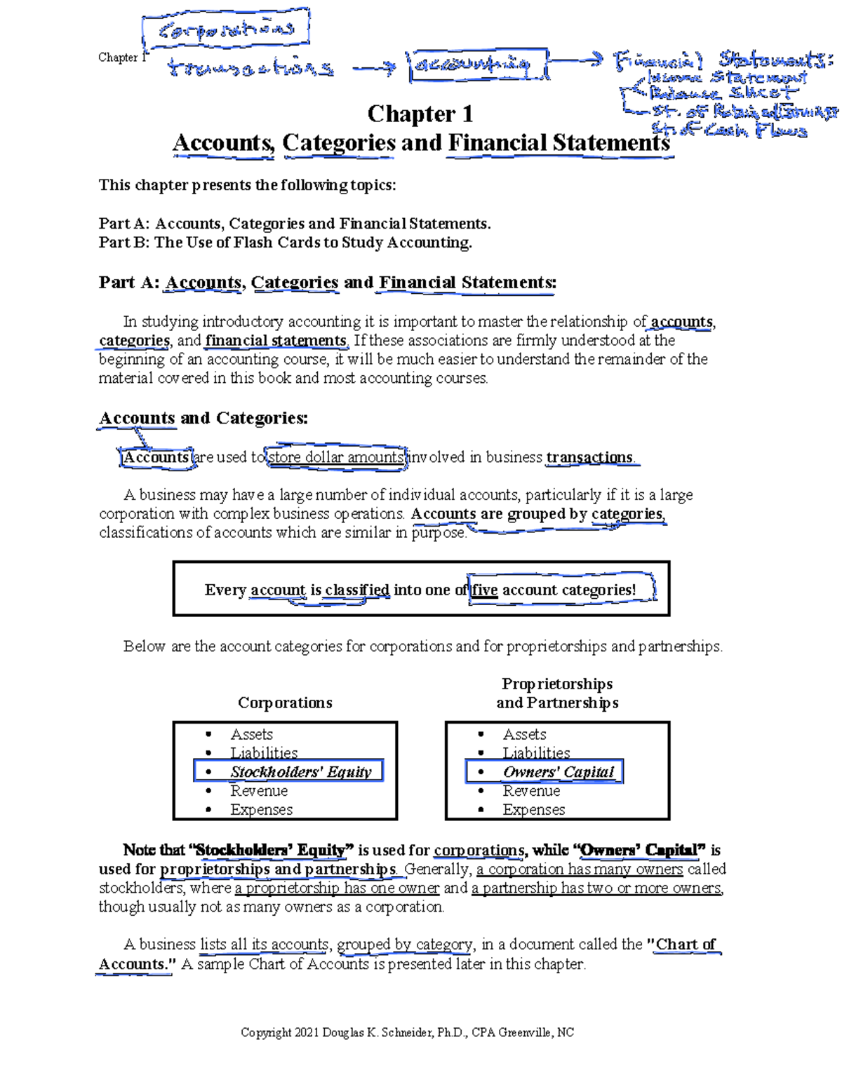 ACC 101: Chapter 1 - Accounts, Categories & Financial Statements - Studocu