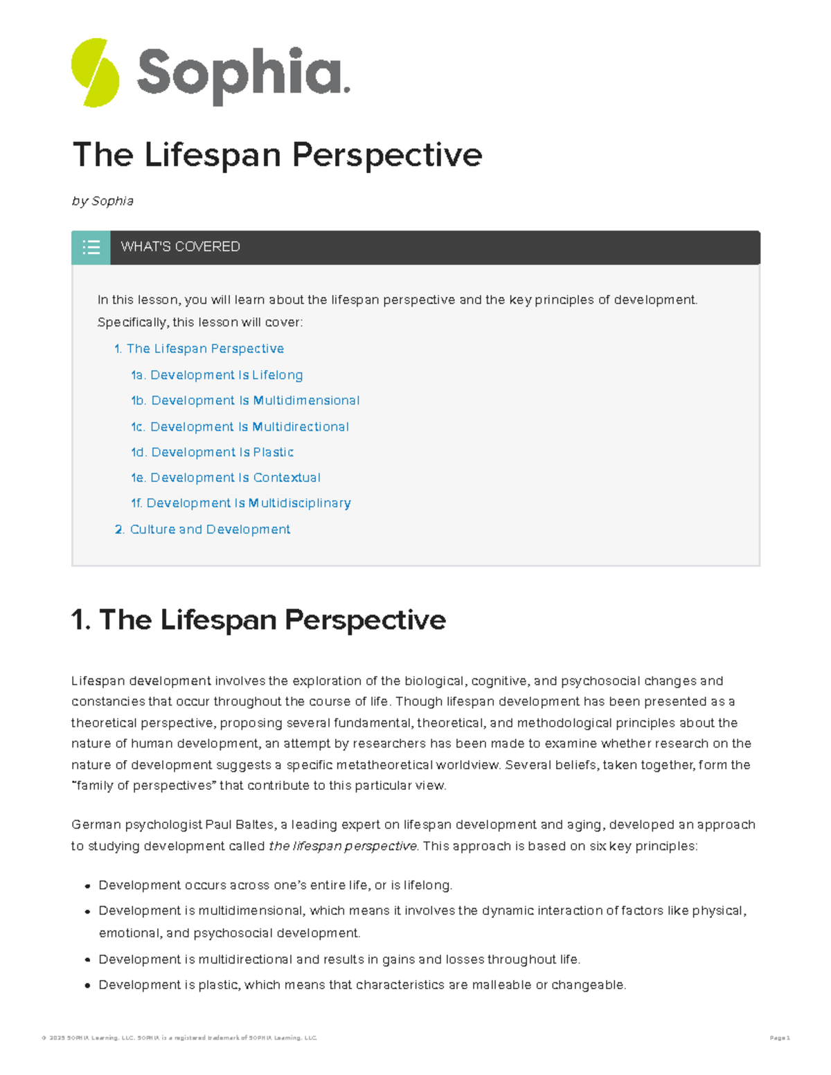 Lifespan Development: Key Principles & Cultural Contexts (2025 SOPHIA ...