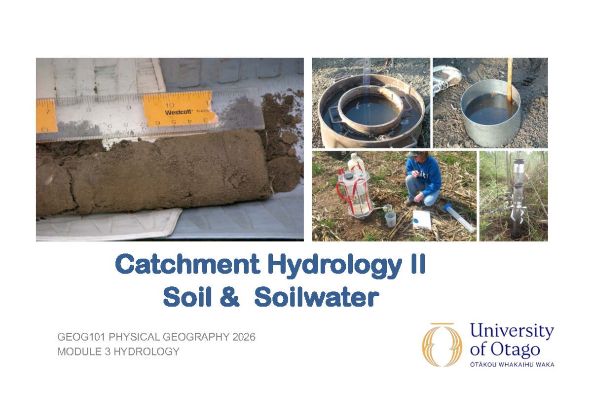 GEOG101 Catchment Hydrology II Lecture Notes - Studocu