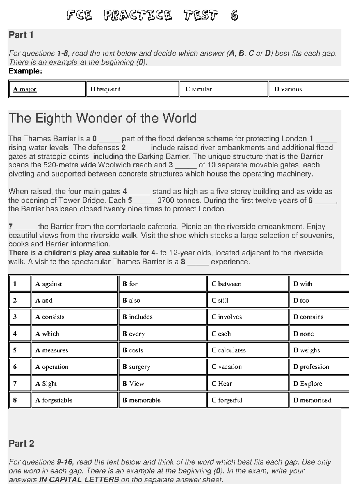 FCE PRACTICE TEST 6: Activities for Gifted Students - Studocu