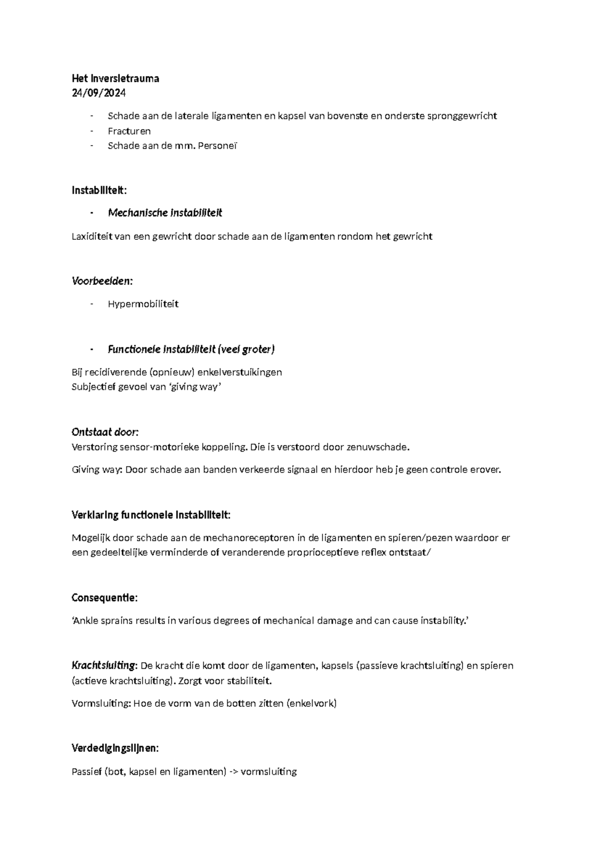 Inversietrauma: A Comprehensive Overview and Treatment Guide - Studeersnel