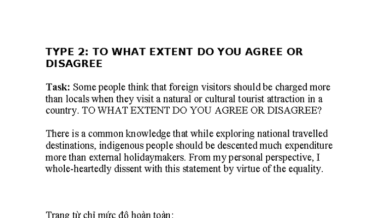 TYPE 2: Agree or Disagree Essay Practice Materials - Studocu