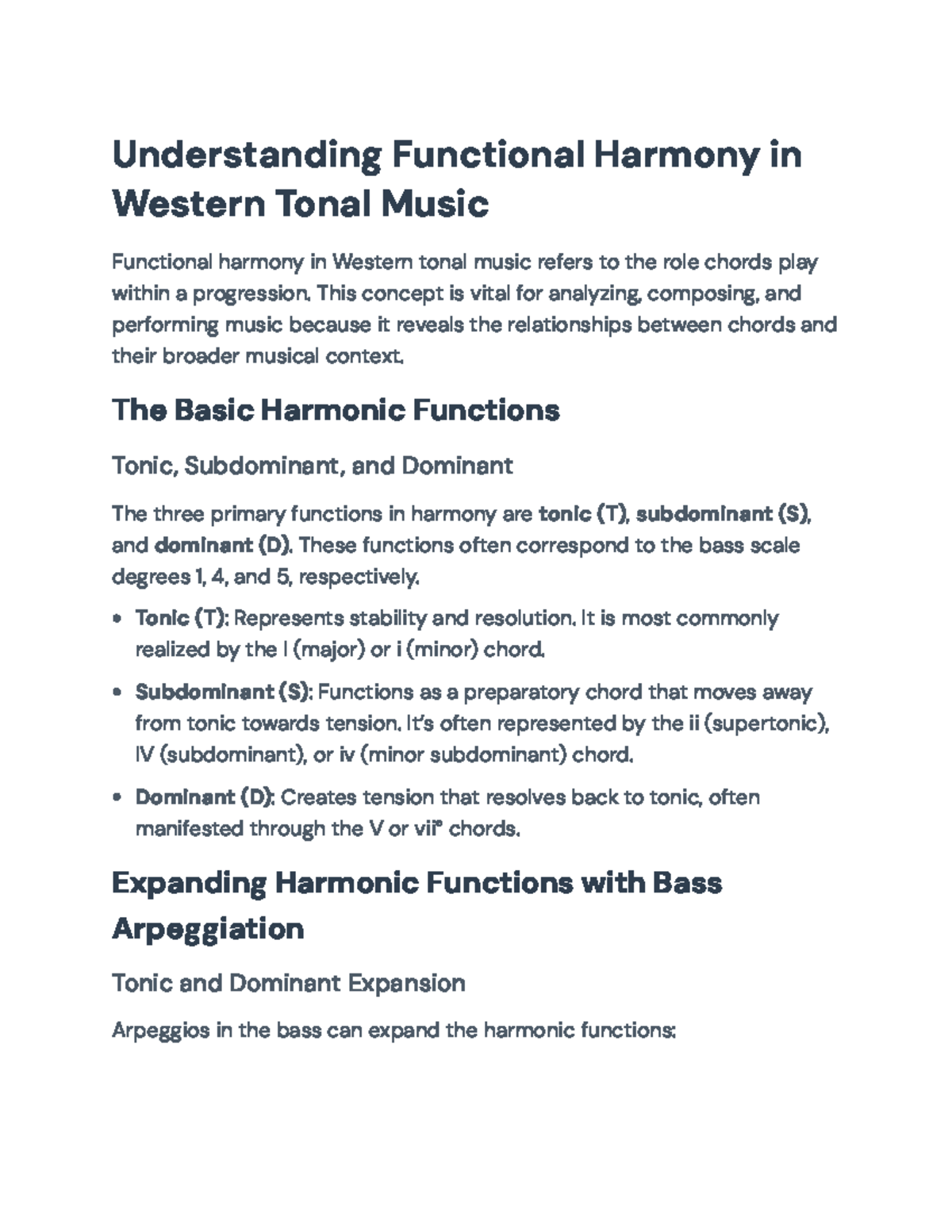 Understanding Functional Harmony in Western Tonal Music (MUS 101 ...