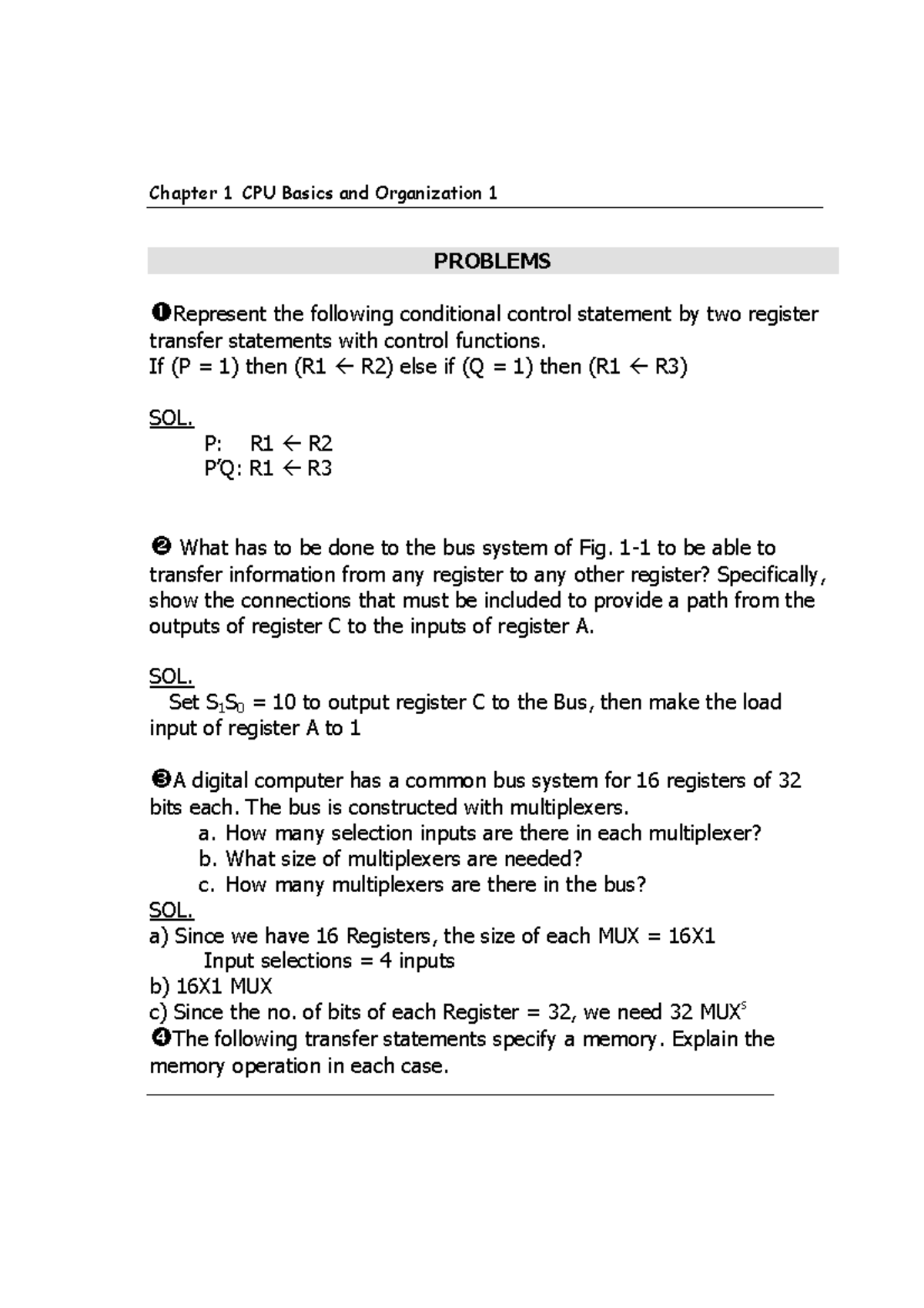 Problems - coa - PROBLEMS Represent the following conditional control ...