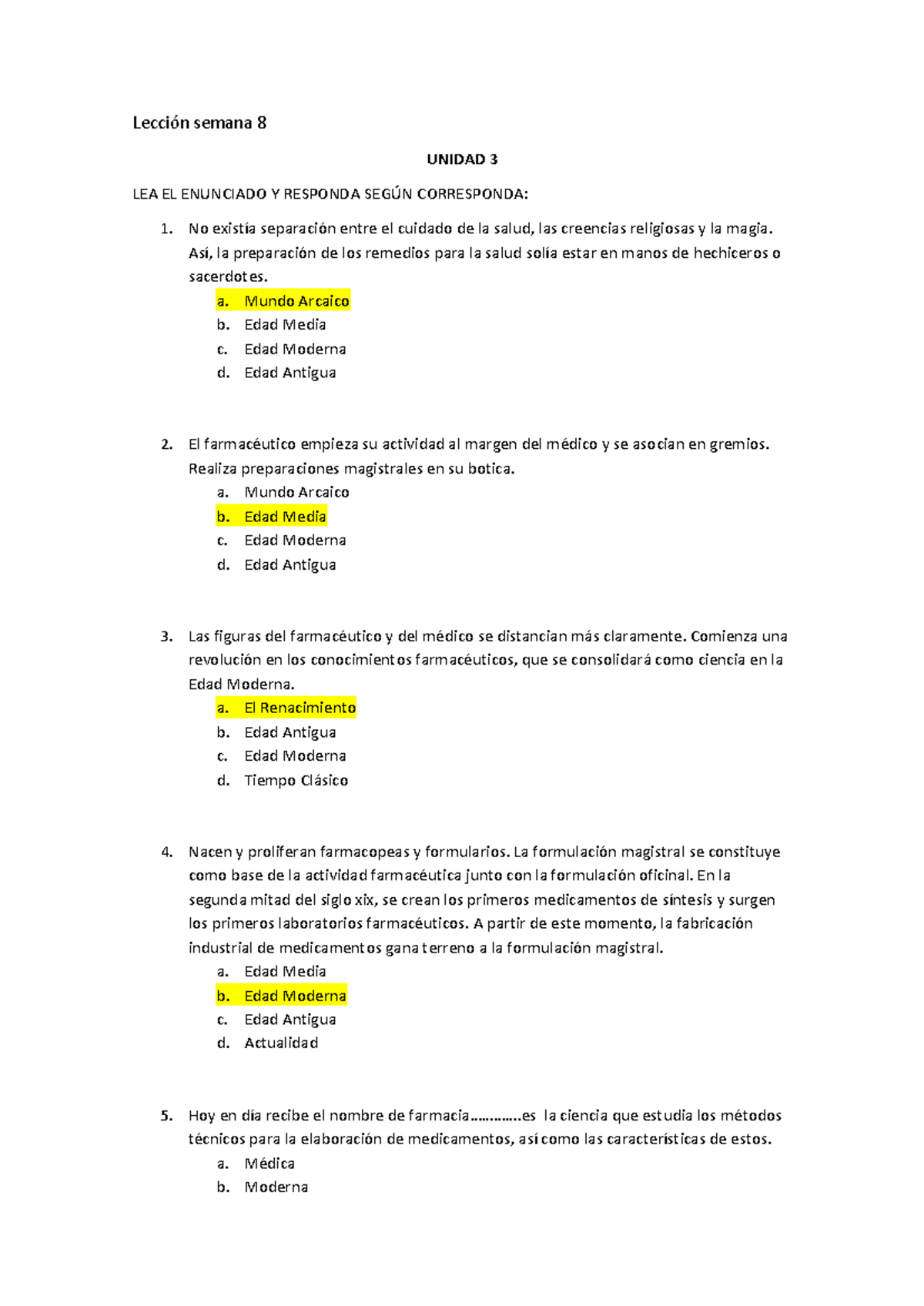 Lección 8 UNIDAD 3 BQ Nivelación - Respuestas y Explicaciones - Studocu