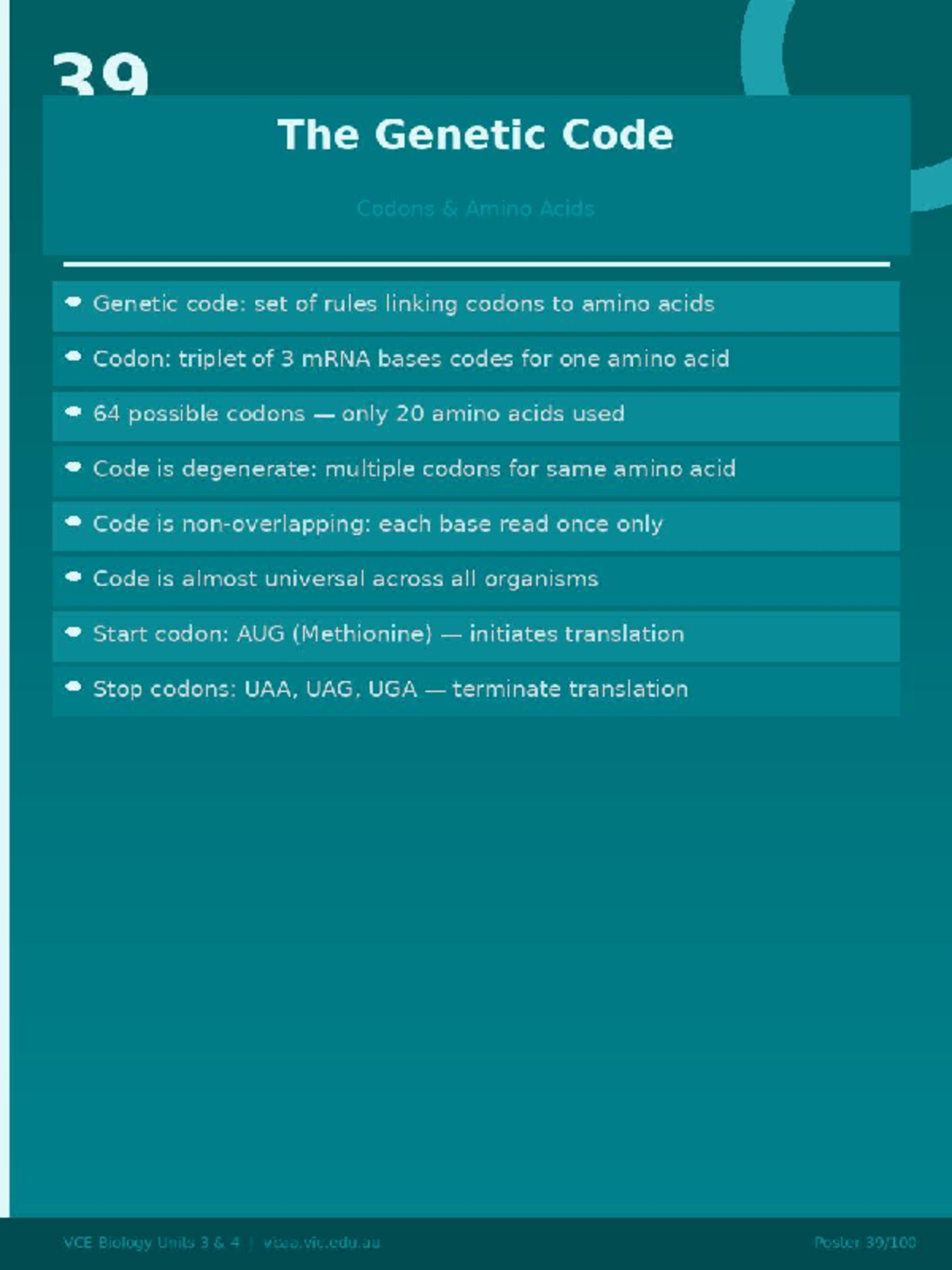 39 genetic code - biology unit 3/4 summary for the topic - 20 The ...