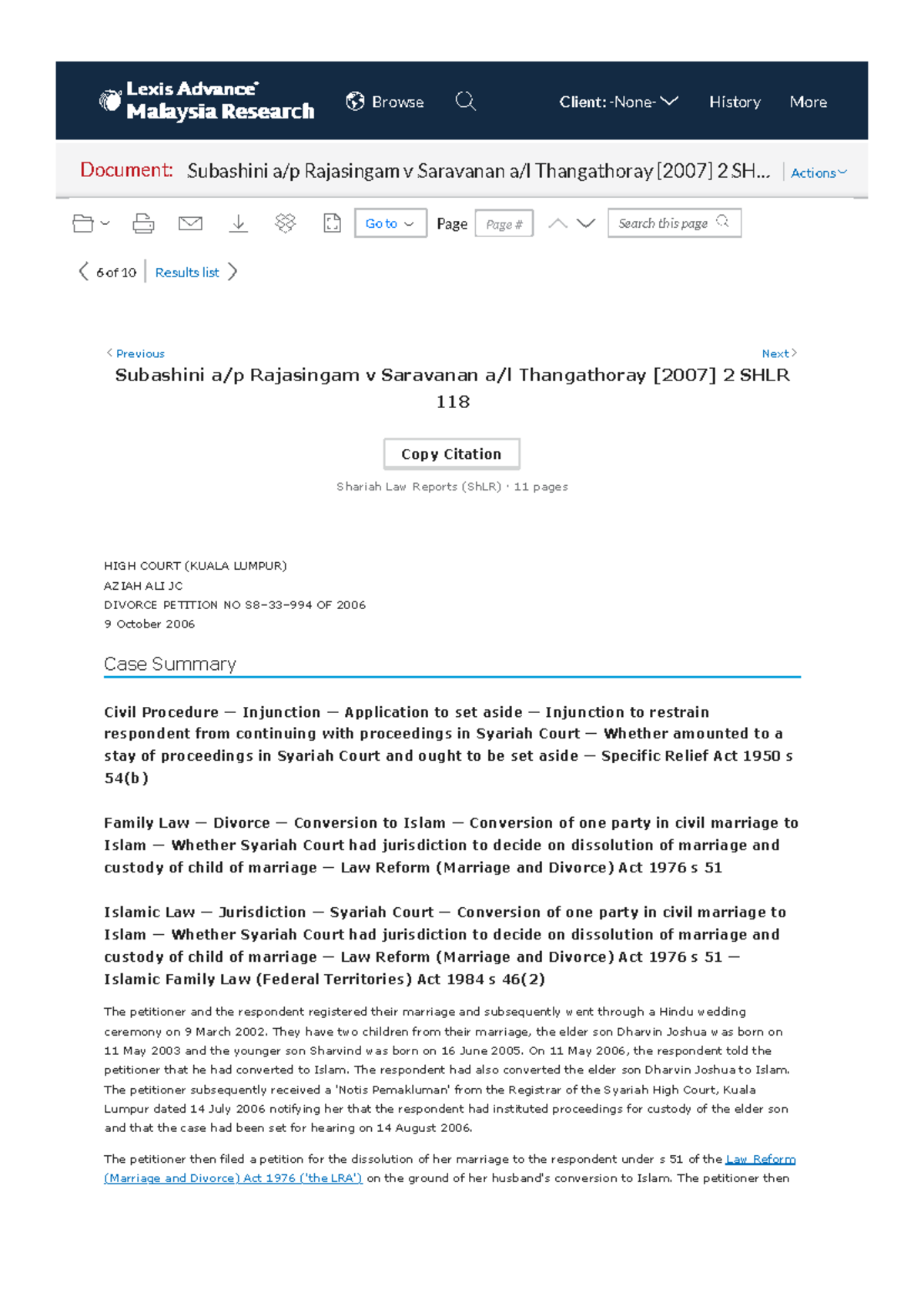 Subashini Rajasingam v Saravanan Thangathoray: Case Summary ...