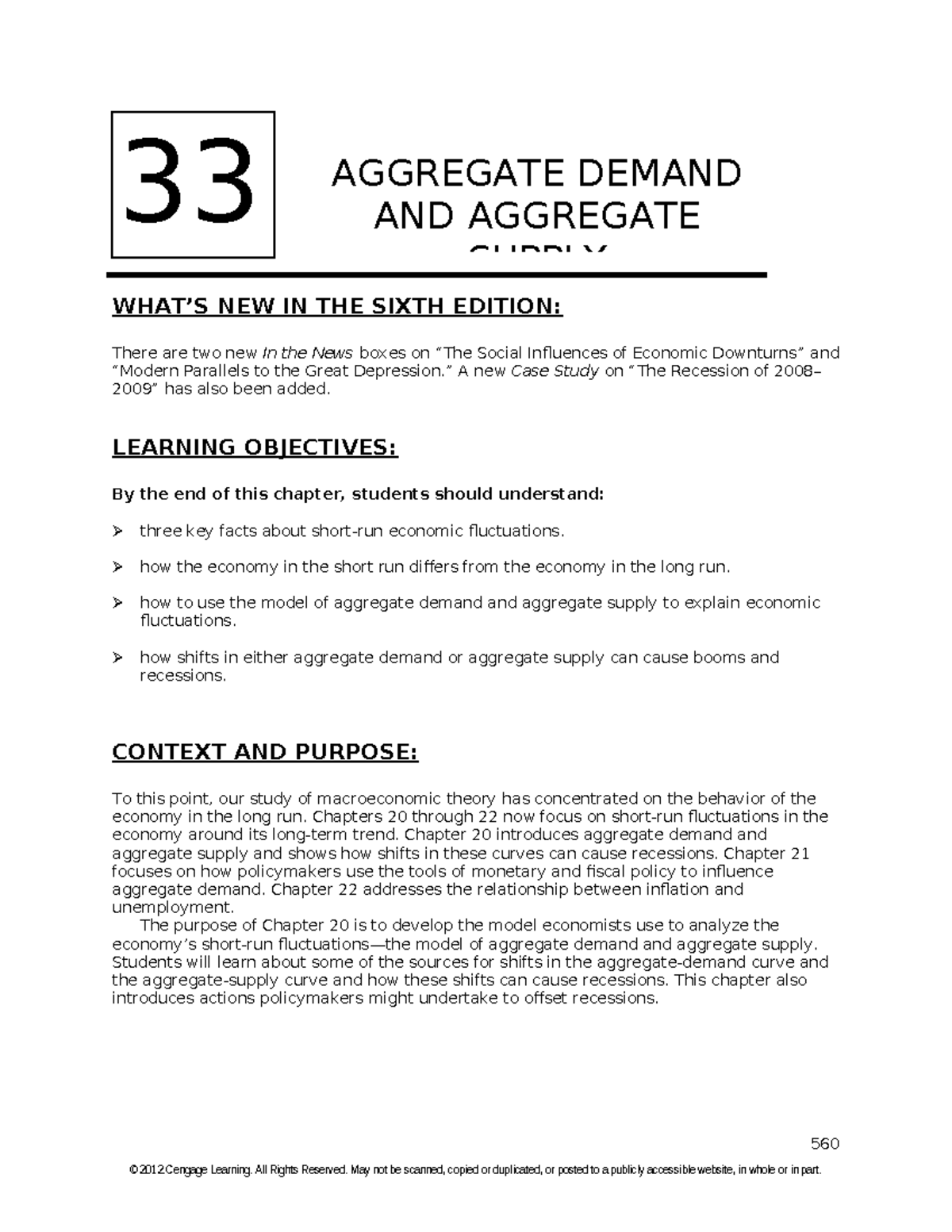 Chapter 33: Aggregate Demand and Supply - Economic Fluctuations ...