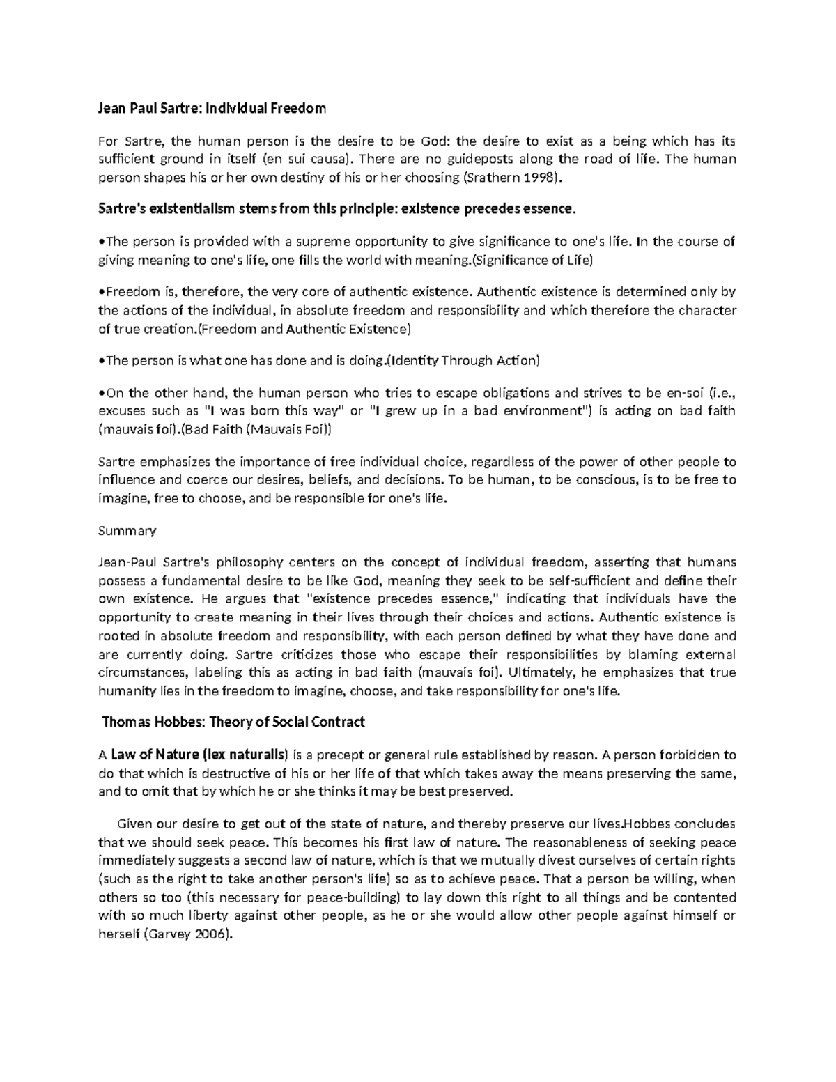 Philosophy 101: Sartre's Individual Freedom & Hobbes' Social Contract ...