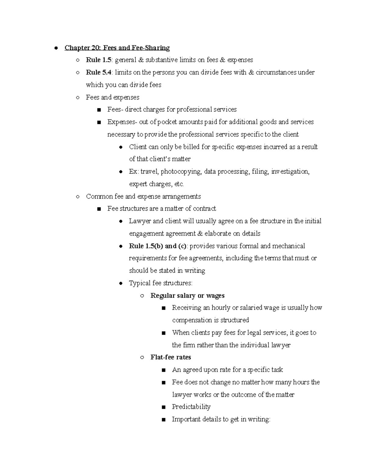 PR- Fees - Professor Nancy Rapoport - Chapter 20: Fees and Fee-Sharing ...