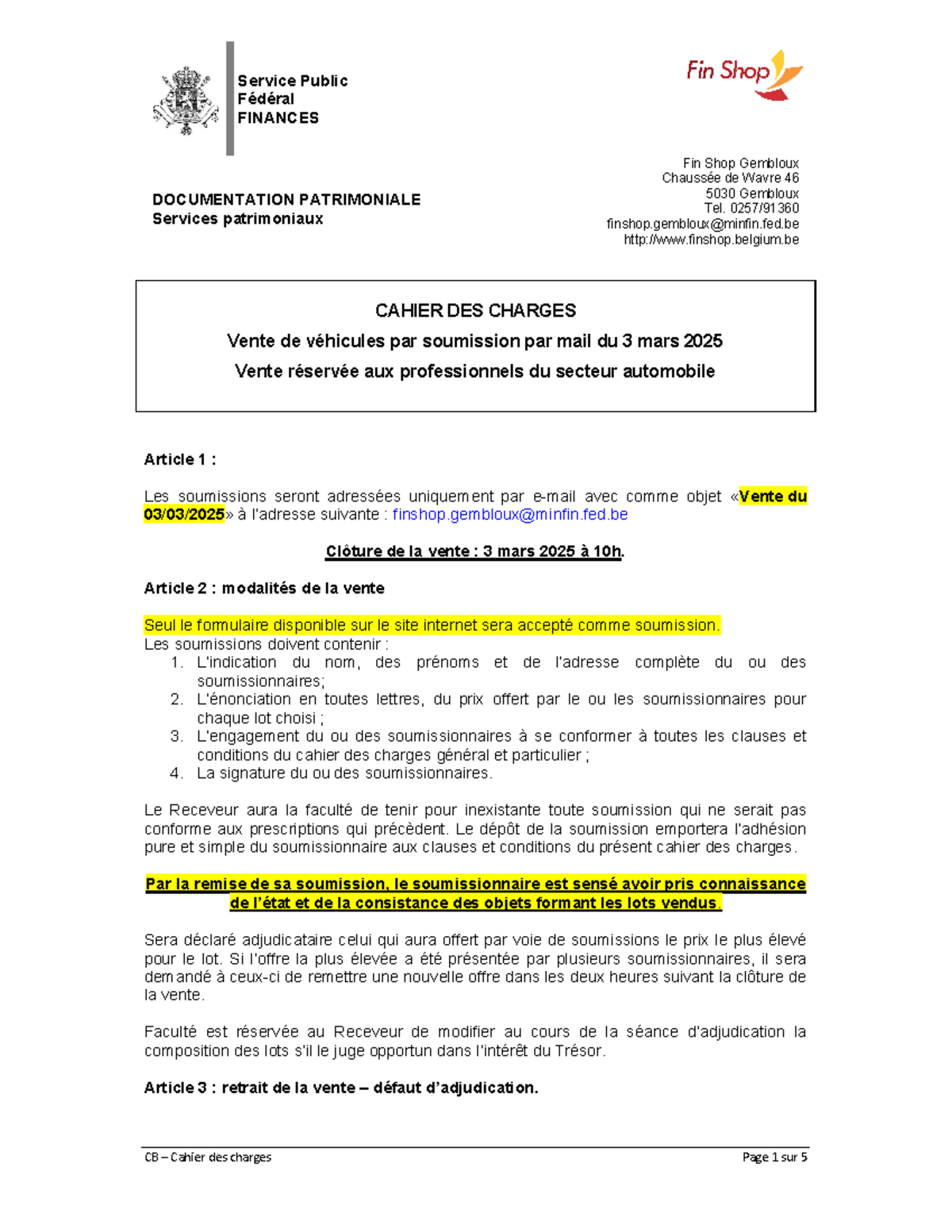 Conditions v2 - MAPS MAURDI - Service Public Fédéral FINANCES ...