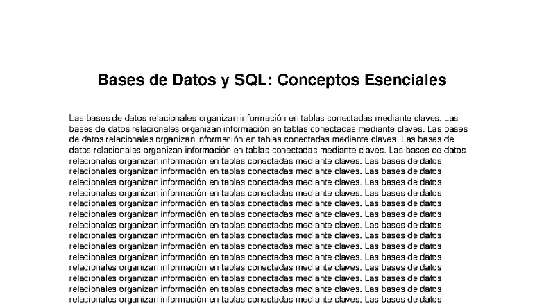 Bases de Datos y SQL: Conceptos Esenciales y Aplicaciones - Studocu