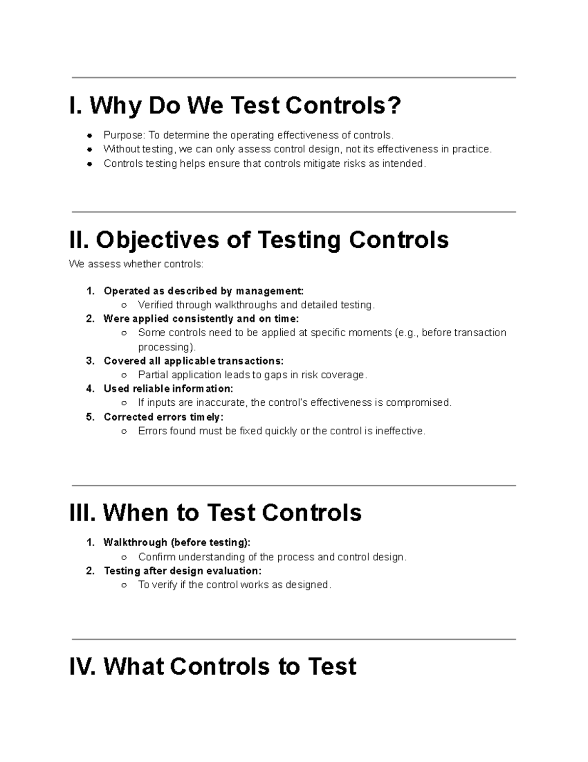 Op Aud - Notes on Testing Controls and Fraud Risk Management - Studocu