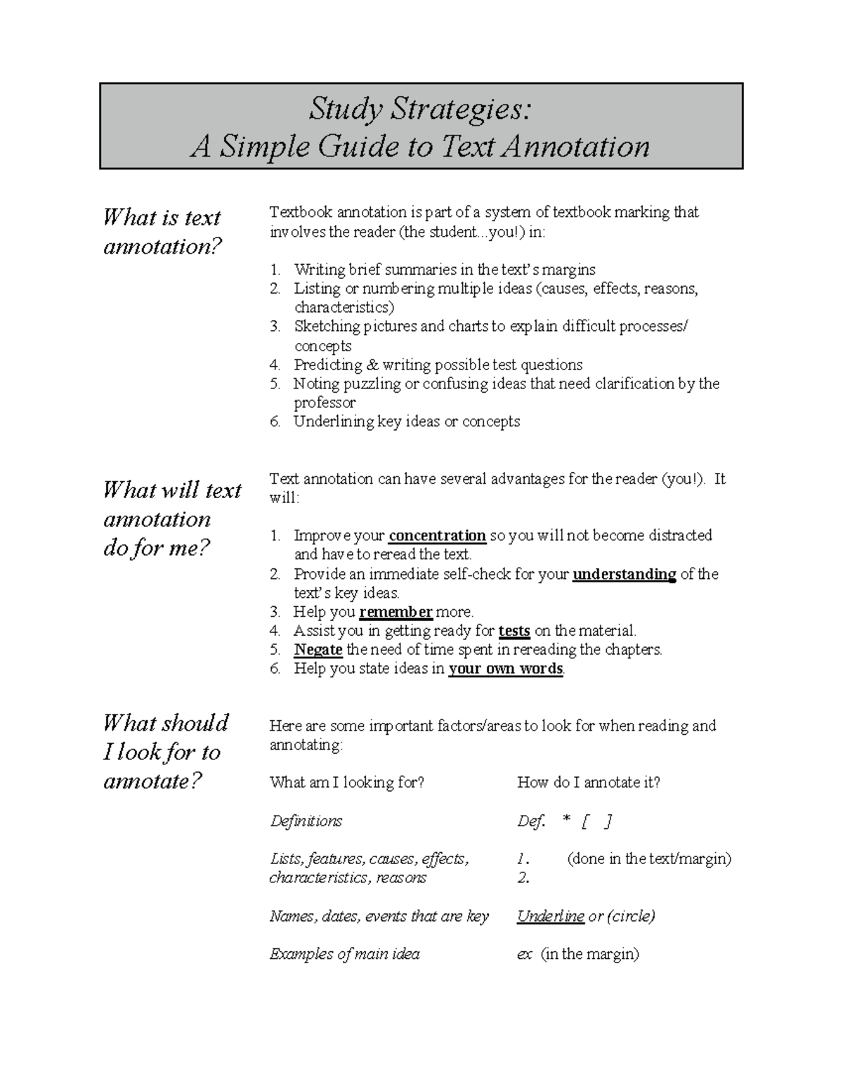 Text Annotation Guide for Middle School Readers: Study Strategies - Studocu