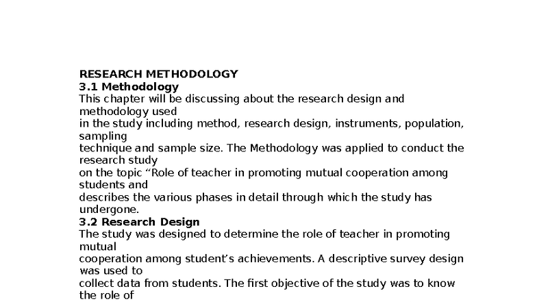 Research Methodology: Teacher's Role in Promoting Mutual Cooperation ...