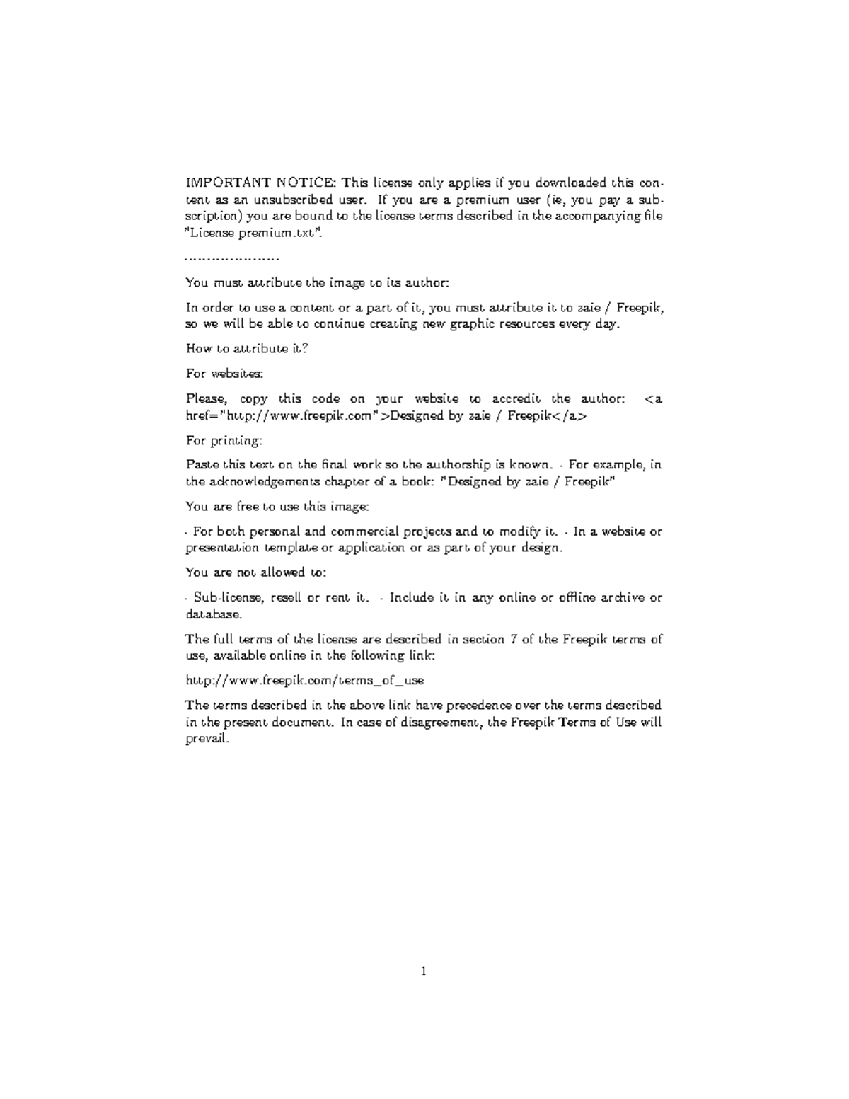 Freepik License Terms Overview for Unsubscribed Users - Studocu
