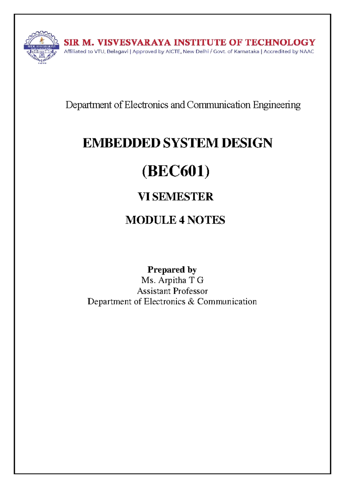 ESD Module 4 Notes (BEC601) - ARM Embedded Systems Overview - Studocu
