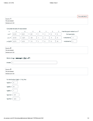[Solved] Complete the table of values below x 2 1 0 1 2 3 fx13x Answer 1 - General Mathematics ...