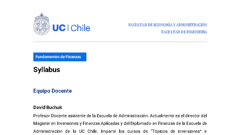 Syllabus de Fundamentos de Finanzas - Magíster en Inversiones y ...