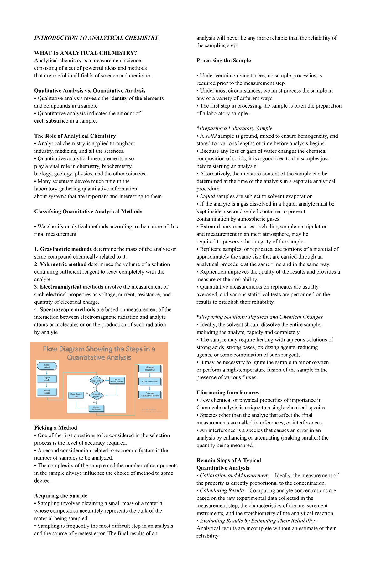 Prelims Anachem Notes (LEC) - INTRODUCTION TO ANALYTICAL CHEMISTRY WHAT ...