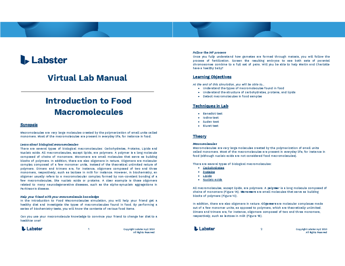 03 Food Macromolecules Manual - Virtual Lab Manual Introduction to Food ...