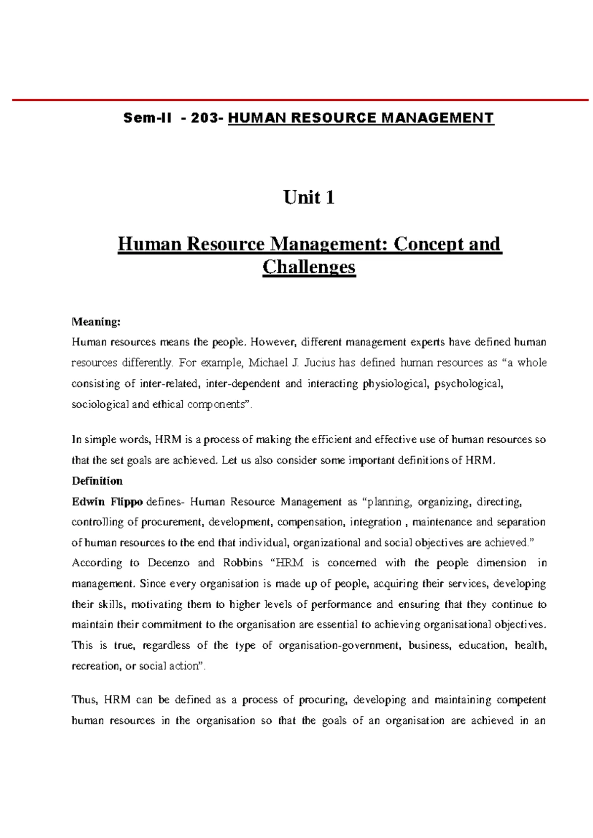203 HRM Syllabus - HRM - Semester II 203 – Human Resource Management 3 ...