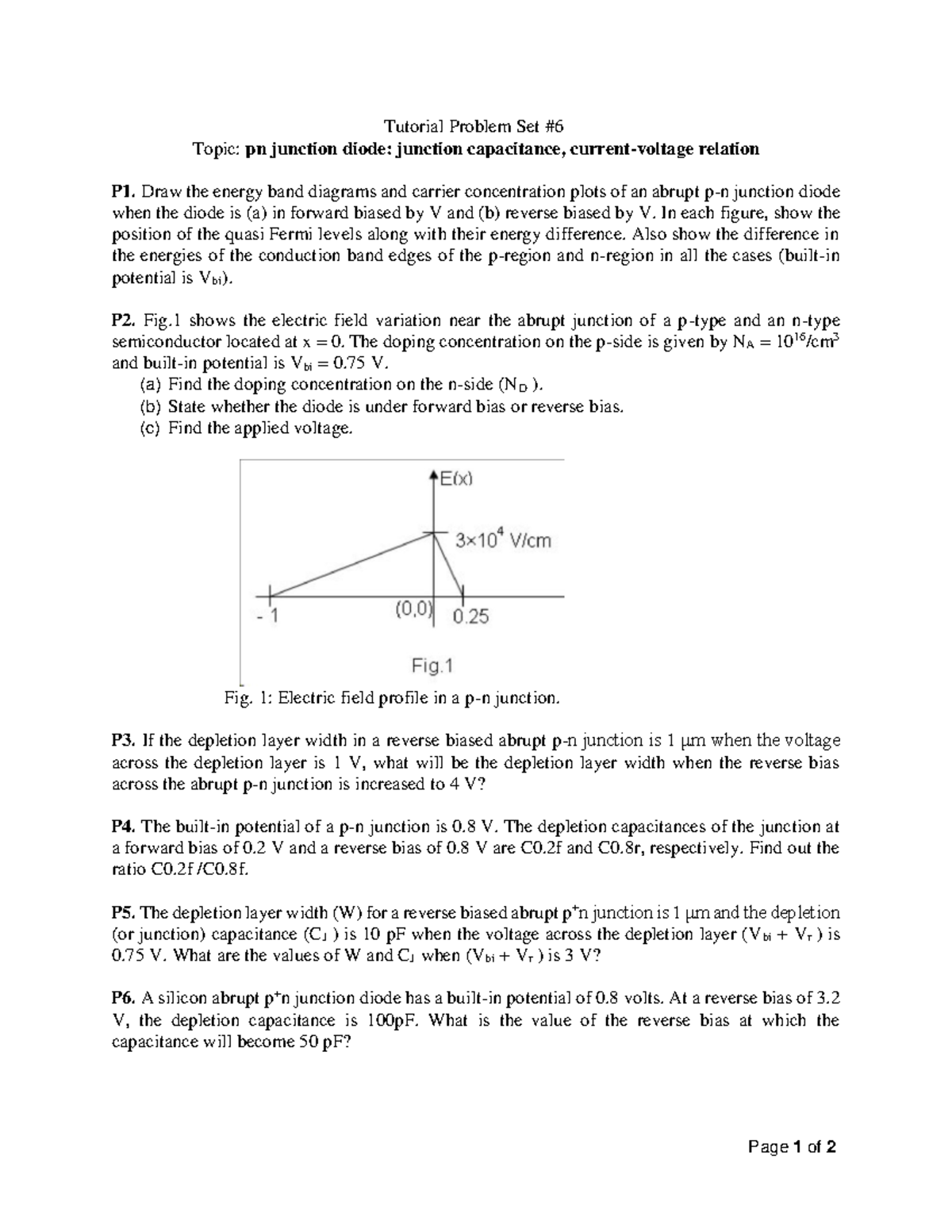 EE3001 Tutorial Problem Set 6 - Page 1 of 2 Tutorial Problem Set ...