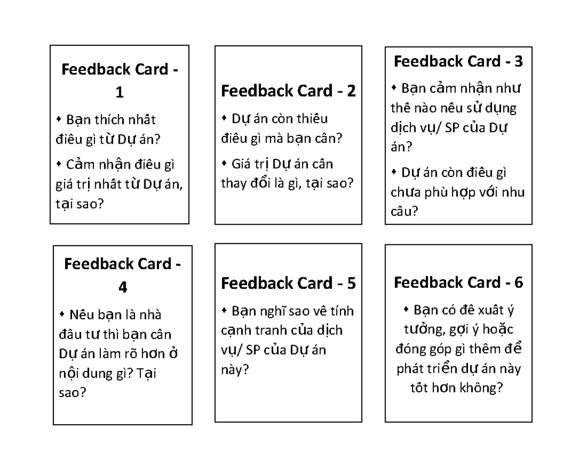 VCF-Feedback-cards 7sv - Feedback Card - 2 D ựán còn thiếếu điếều gì mà ...